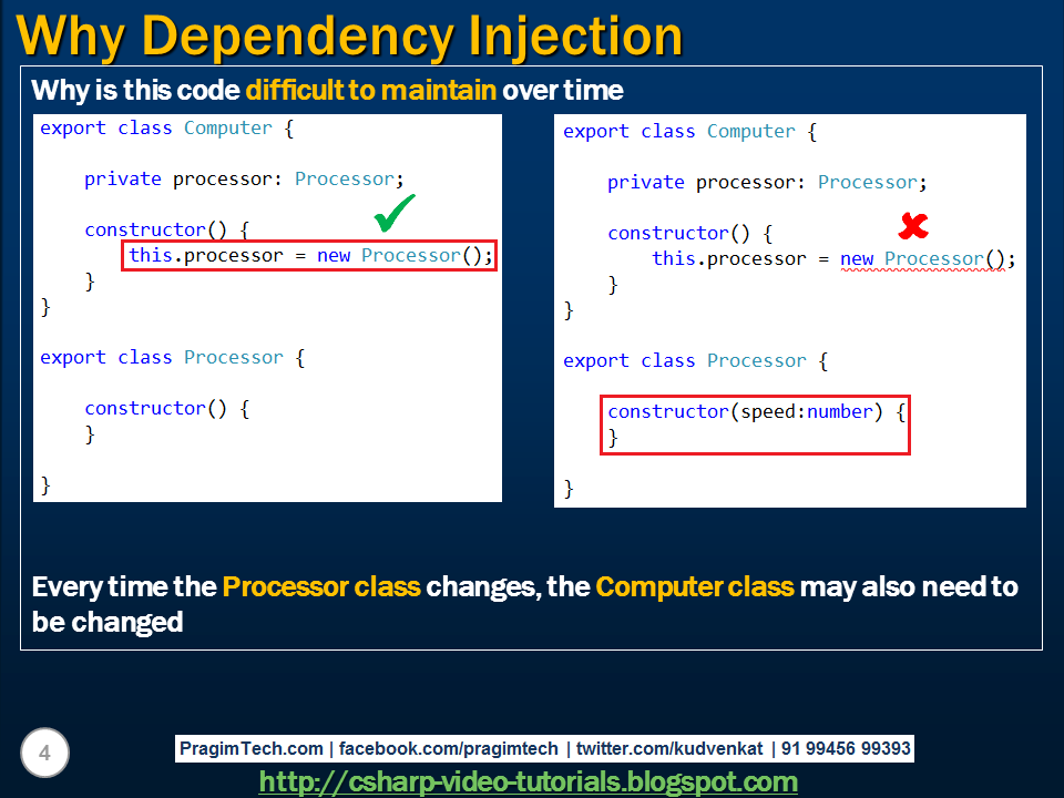 Sql server, .net and c# video tutorial: Why dependency injection