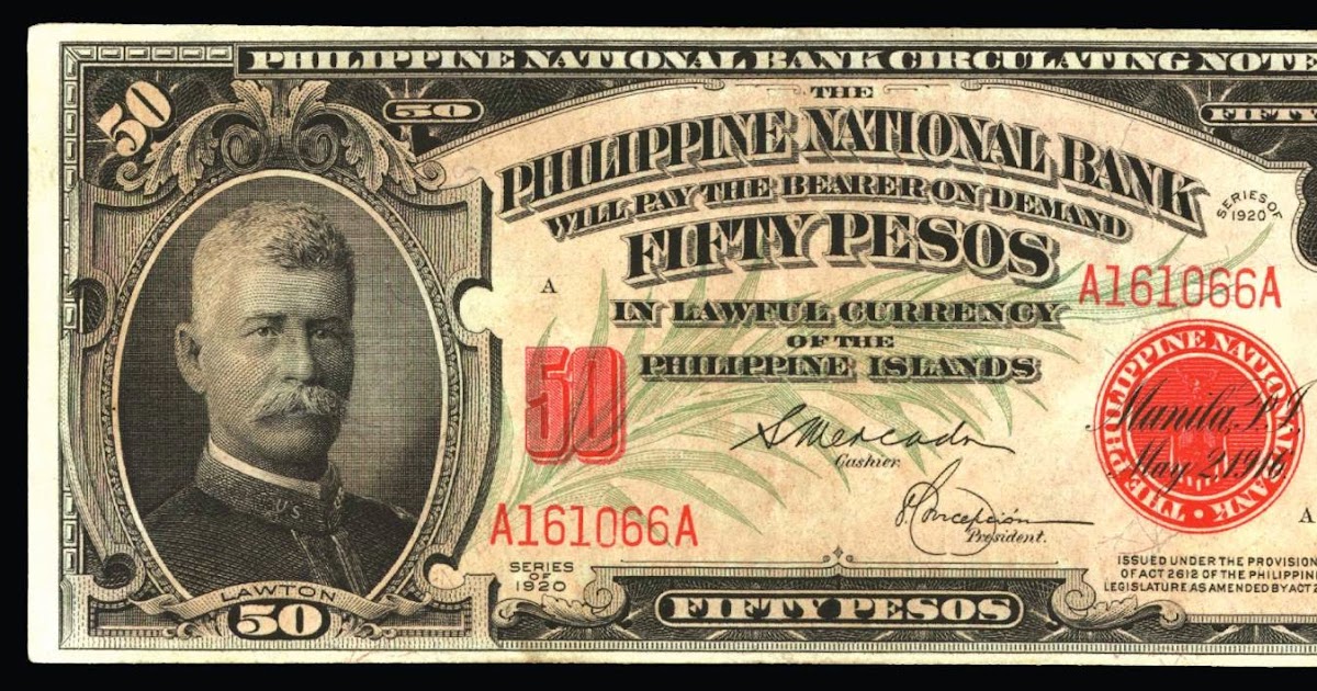 Philippines 50 Pesos Circulating Note 1920 General Lawton|World ...