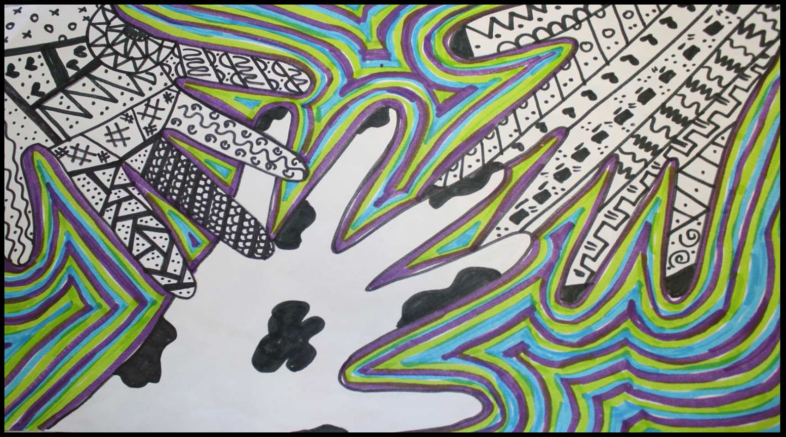 artisan des arts: Black and white/colored line hands - grades 4,5,6