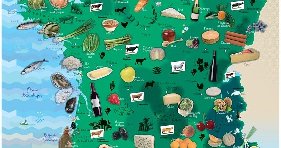 Autour de la gastronomie: Carte de France des produits