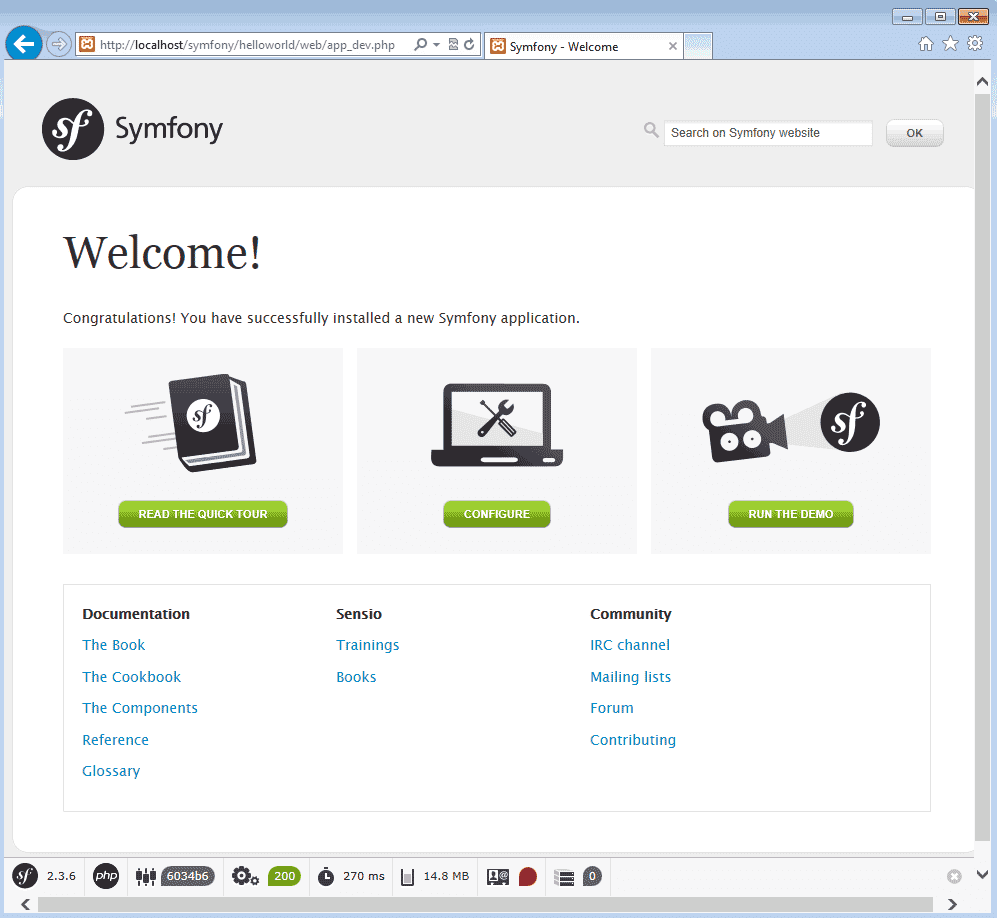 Just learning Drupal: Installing Symfony2 Hello World on Windows XAMPP Just learning Drupal: Installing Symfony2 Hello World on Windows XAMPP