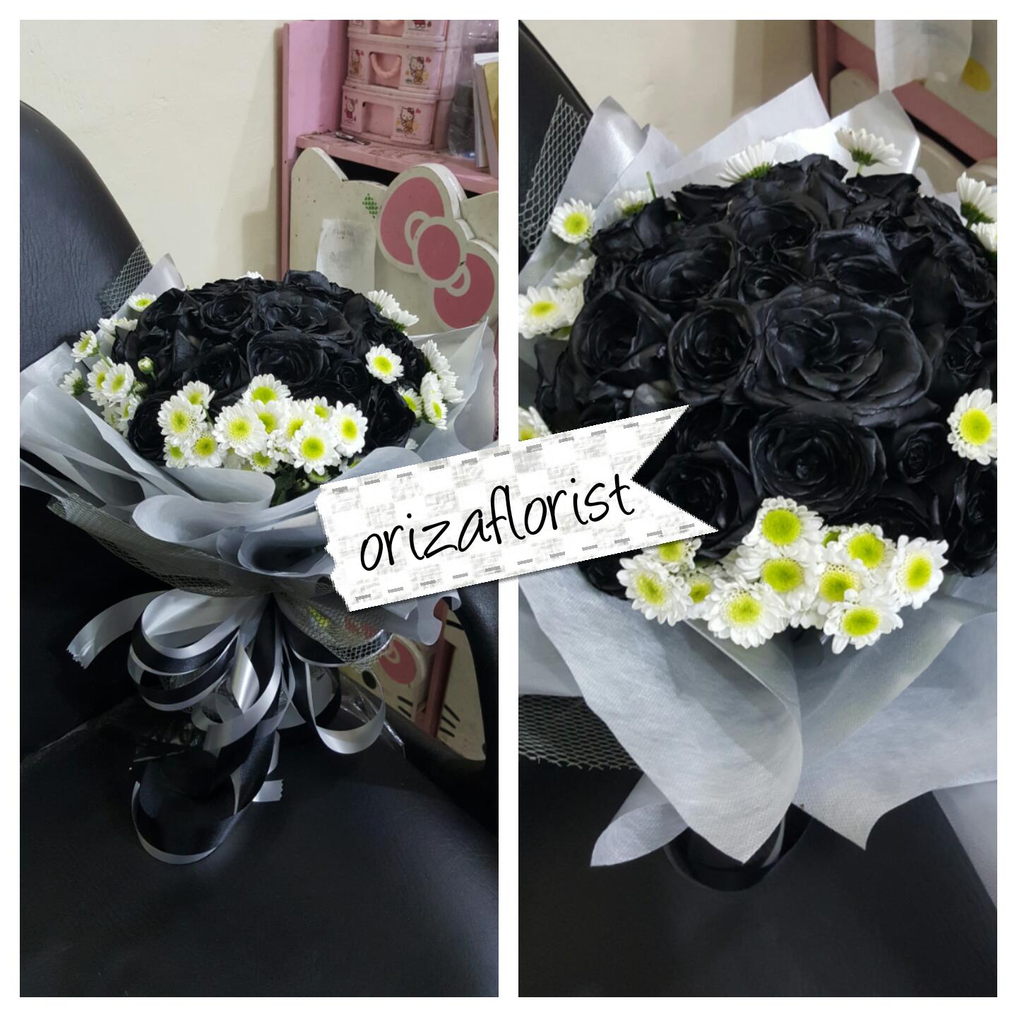 Hand Bouquet Mawar Hitam 1608211420 | ORIZA FLORIST