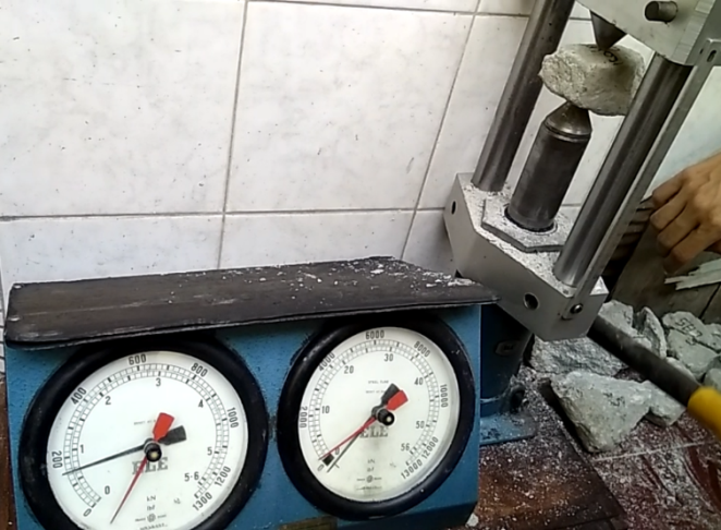 Cara menguji kuat tekan batuan/material menggunakan point load ASTM 5731