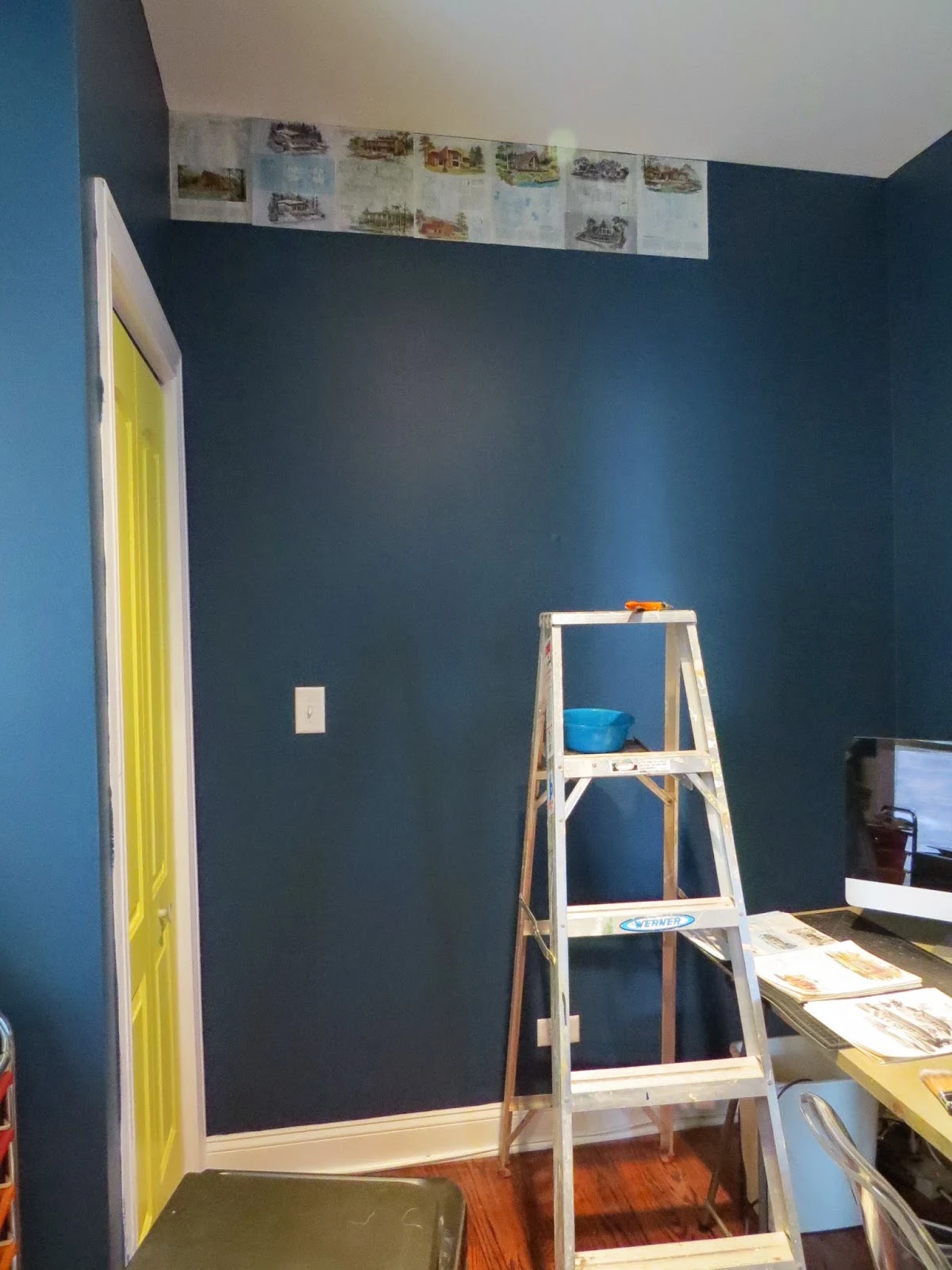 Office papers! Papered! Wall done! Yay fun! - Flipping the Flip