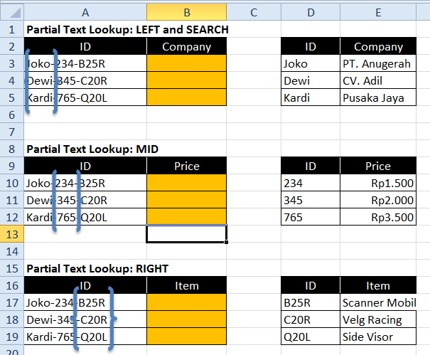 Tips-tips Rumus Excel: Partial Lookup