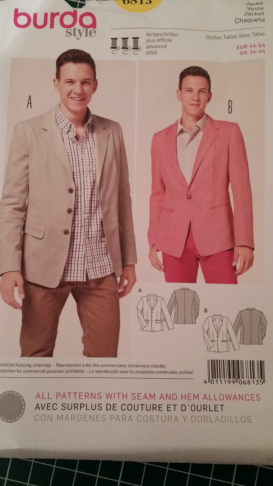 Male Devon Sewing: Linen summer jacket tutorial. Part 1 the back and vent.