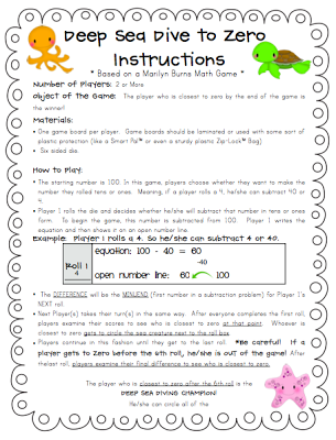 The Teacher's Chair: Deep Sea Dive to Zero Open Number Line Subtraction ...