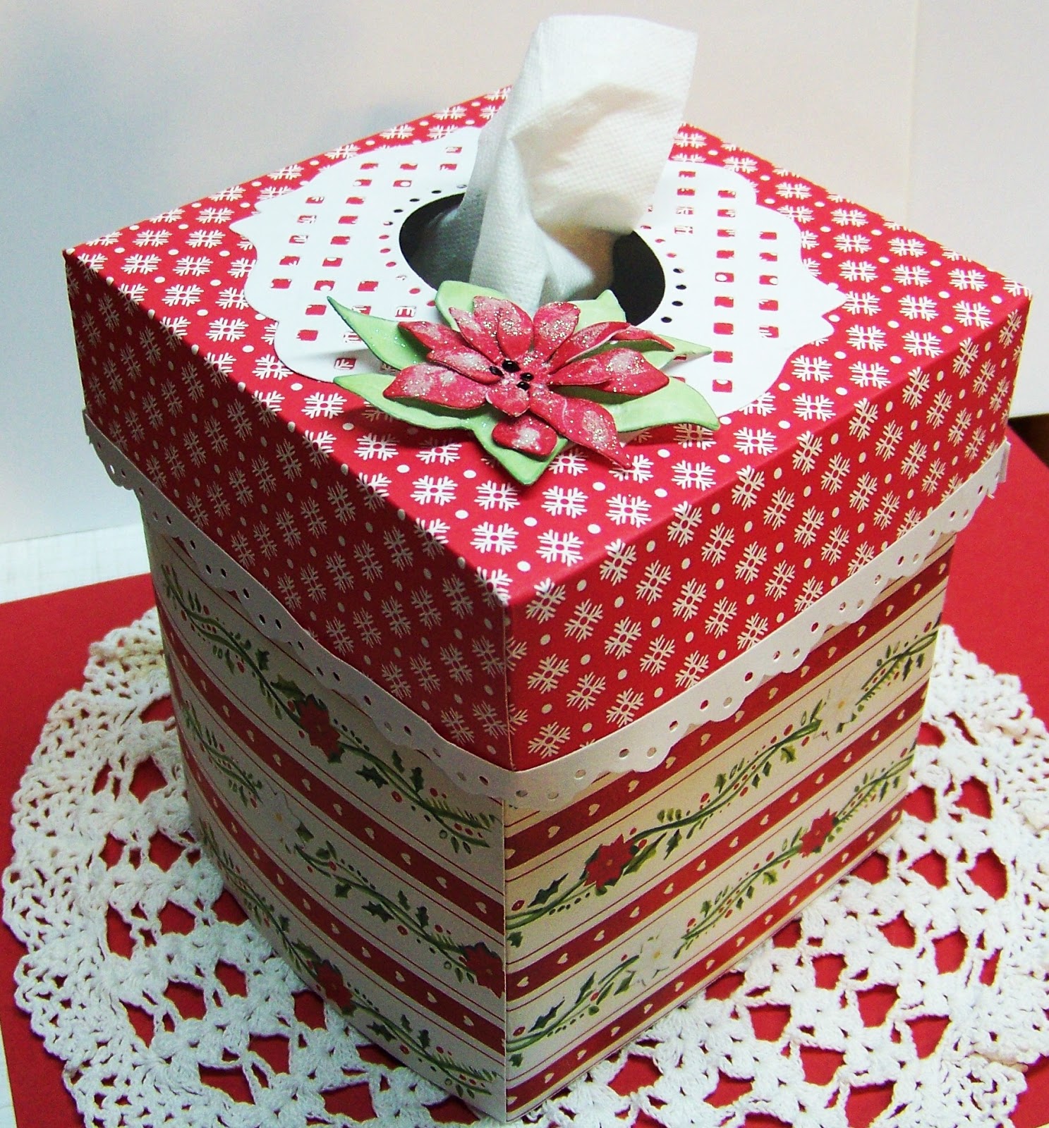 Nellies Nest: Poinsettia Tissue Box Cover