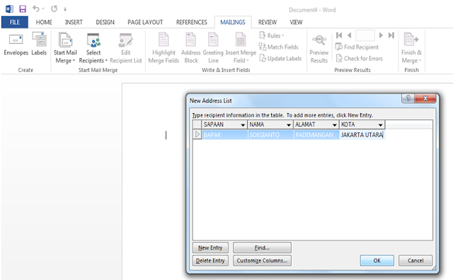 Langkah-Langkah Membuat Mail Merge di Ms. Word