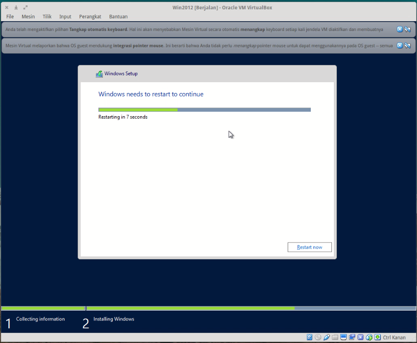 Install Windows Server 2012 Core Edition - Virtualbox - Instalasi - Ku