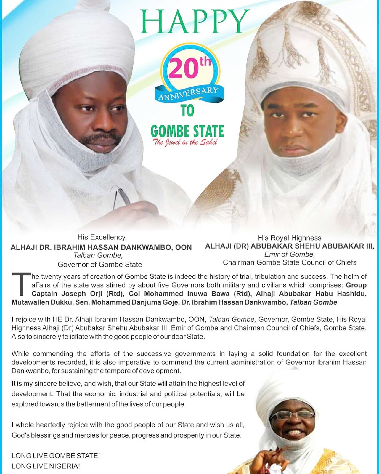 SARKIN FULANIN GOMBE FOUNDATION: GOMBE STATE 20 YEARS ANNIVERSARY