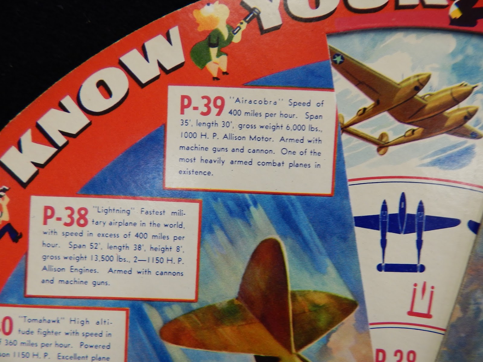 13909 Antiques: 1942 WWII Know Your Planes Plane-O-Graph
