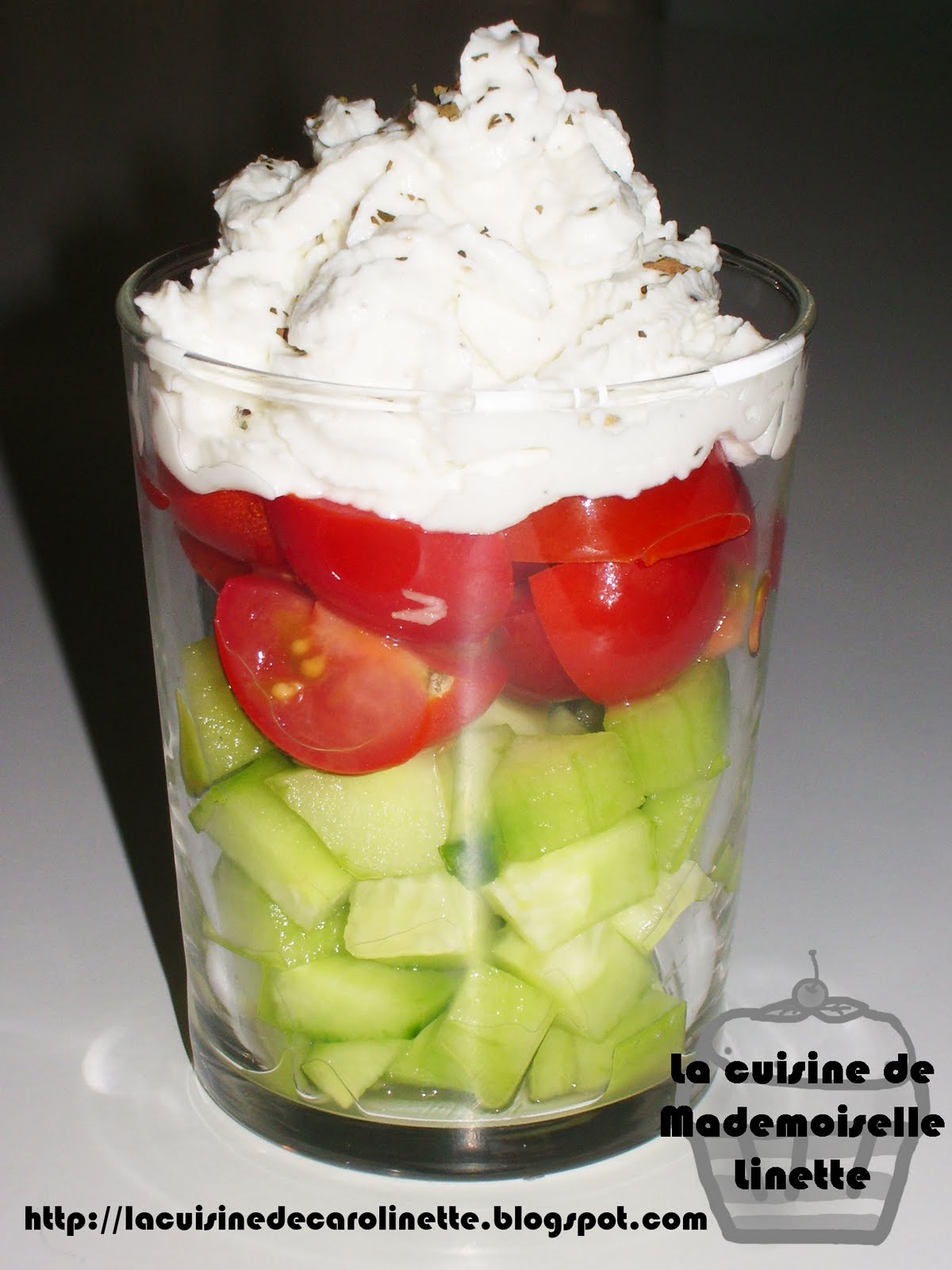 La cuisine de Mademoiselle Linette: Verrine tomate concombre chèvre