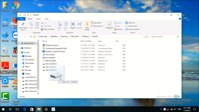 After drag the drives you have drives option in send to