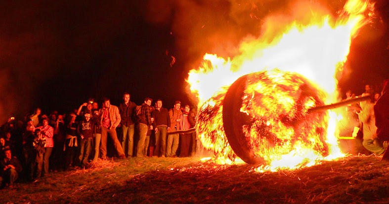 Old European culture: Burning rolling wheel