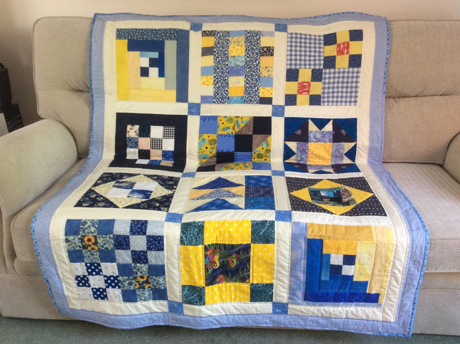 Koshka2 Quilts: My Blue and Yellow Quilt is finished