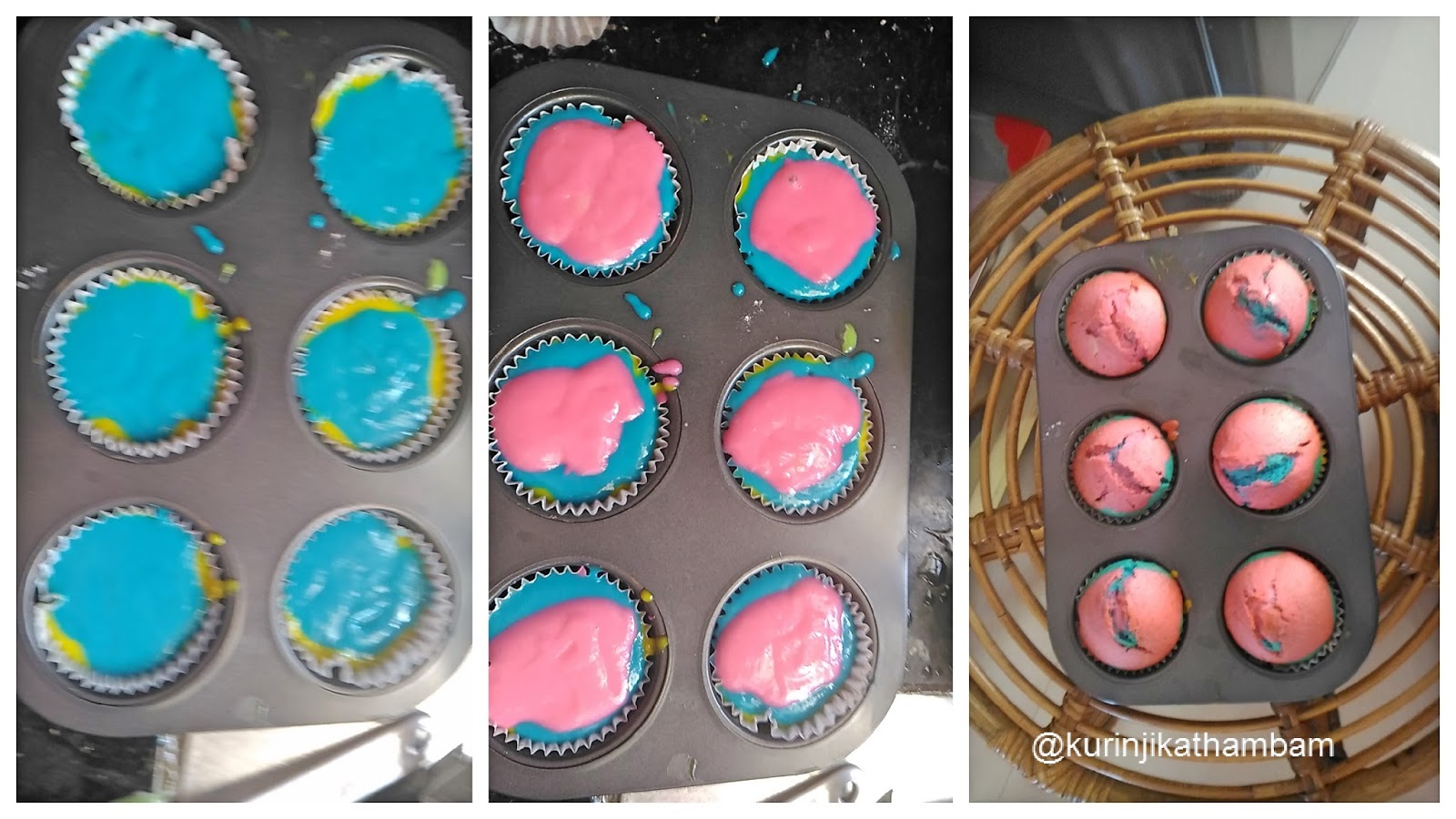 Eggless Rainbow ( Multi Color) Muffin ~ Kurinji Kathambam