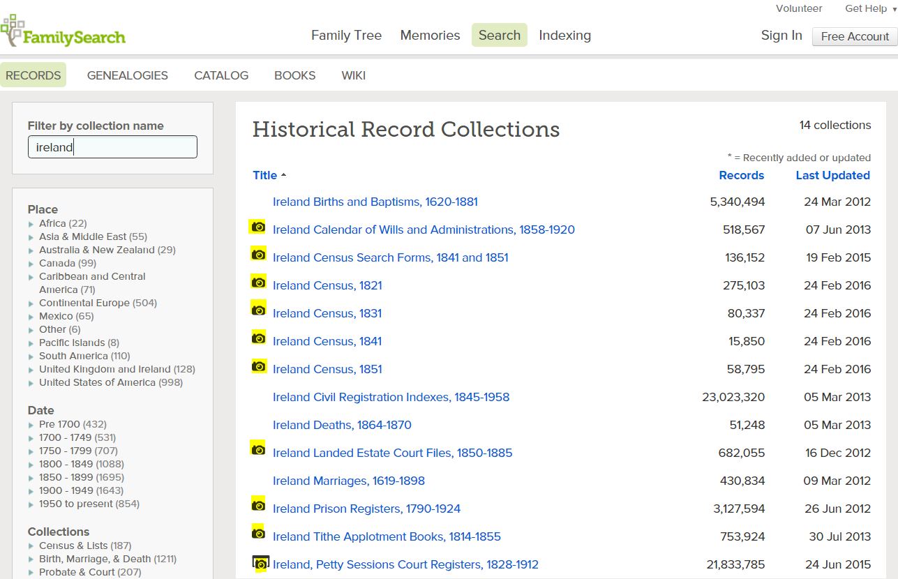 Townland of Origin: Digitized Irish Records In The Familysearch Catalog