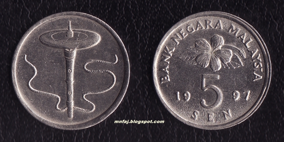 Mnfaj's Coin and Banknotes: 110. Malaysia 5 sen 1997 Semi Key-date Coin