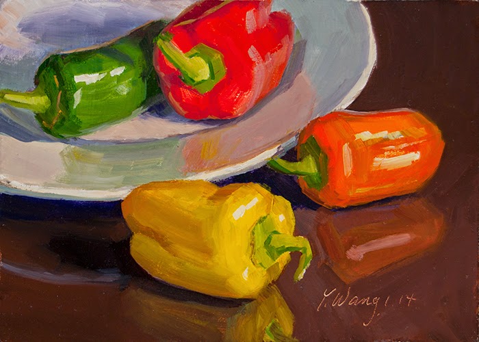 Wang Fine Art: bell peppers, daily painting, a painting a day, original ...