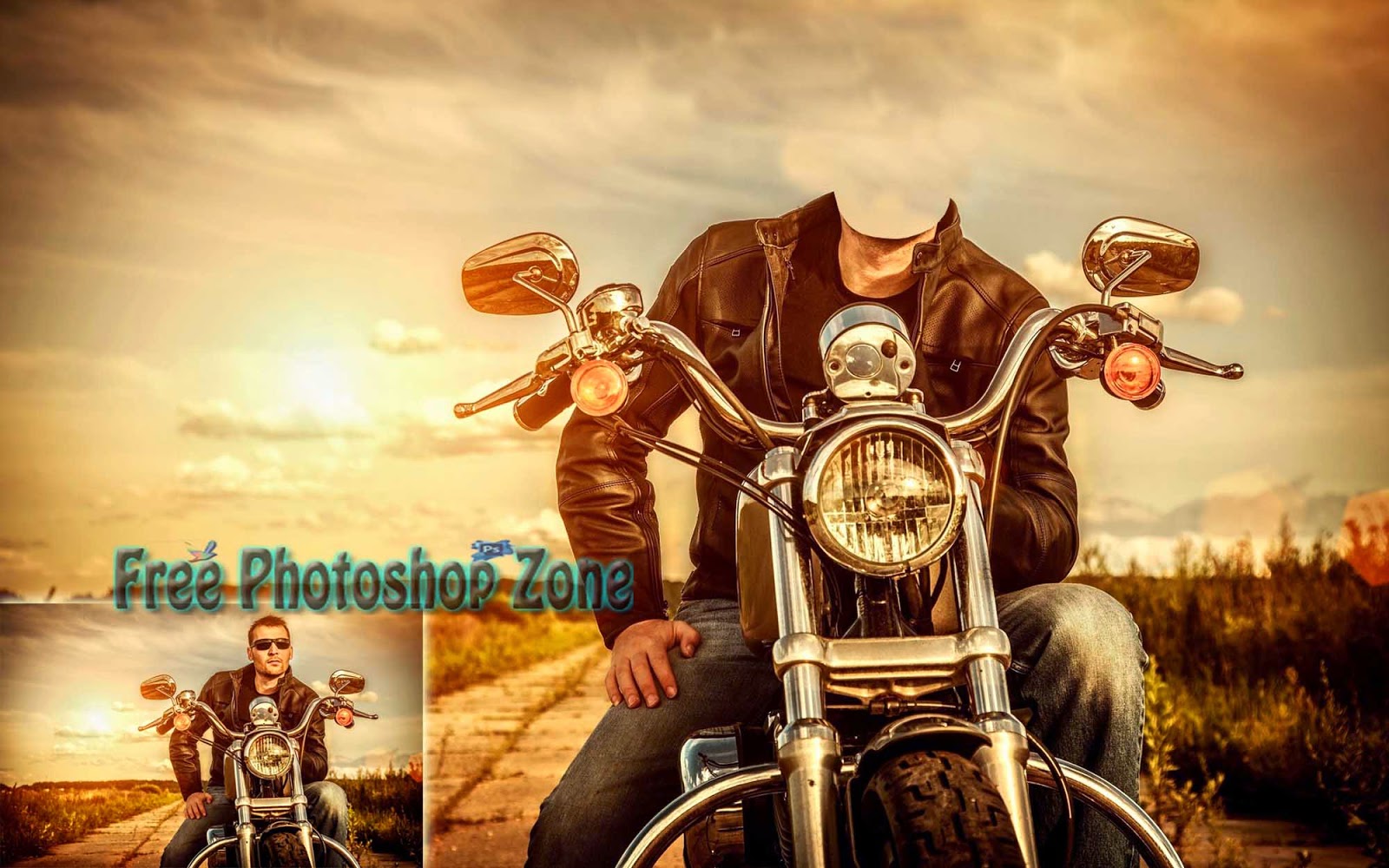 Biker on Bike PSD | Free Photoshop Zone