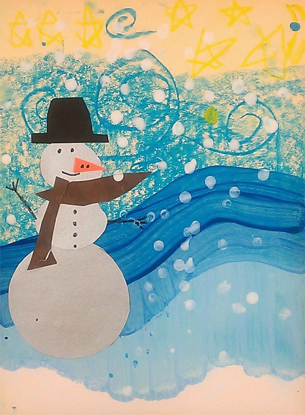 The David Lubin Art Studio: Starry Night Snow Person