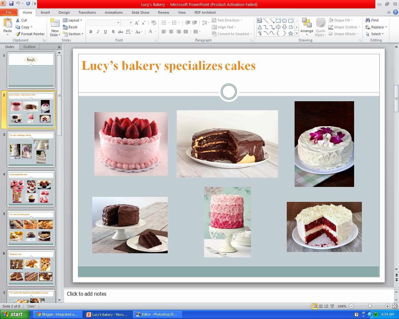 integrated applications portfolio: Lucy's Bakery powerpoint