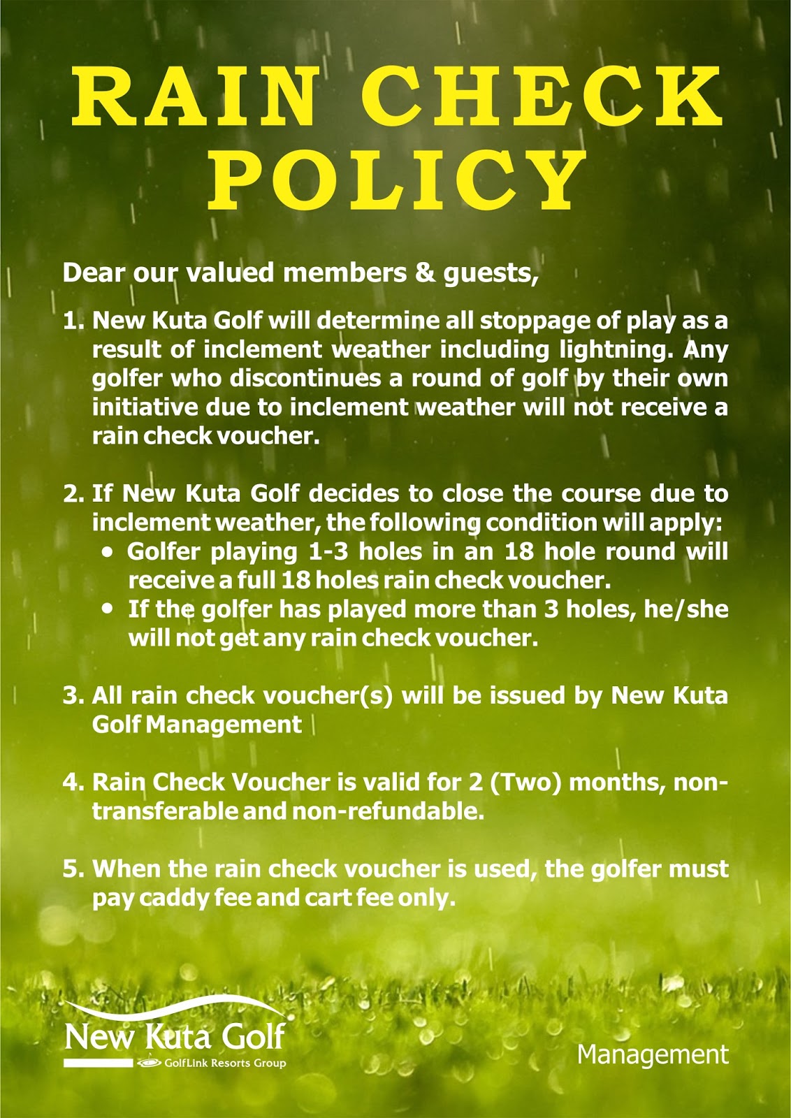 Rain Check | Informasi Golf Indonesia dan Dunia