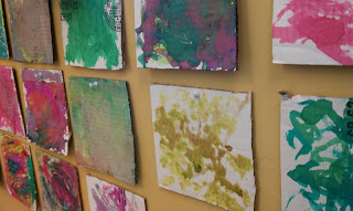 Play-Based Classroom: Water Colors on Cardboard Squares