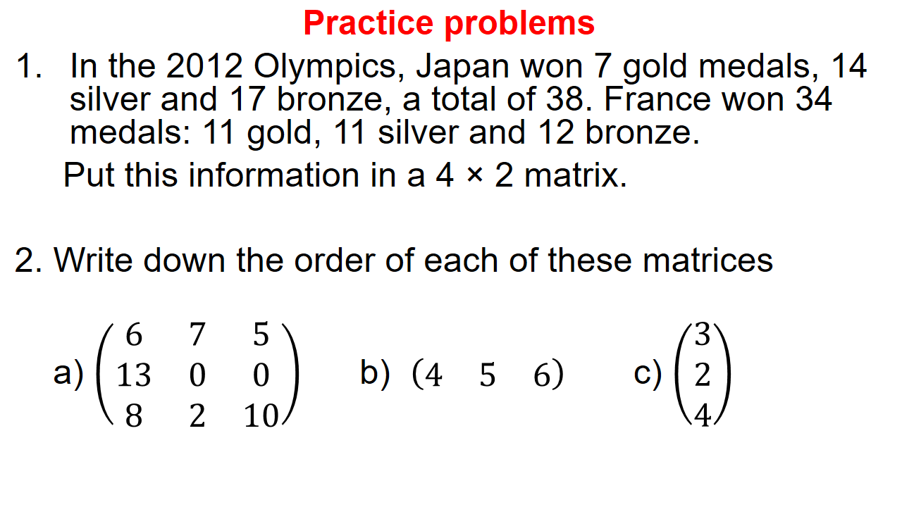 Math 10: CHAPTER 5: MATRICES