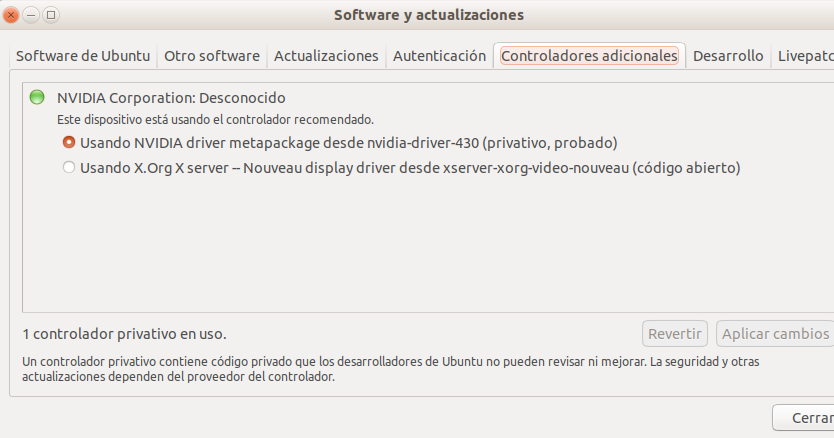 Instalar los drivers de Nvidia en Ubuntu y posteriormente actualizar el ...