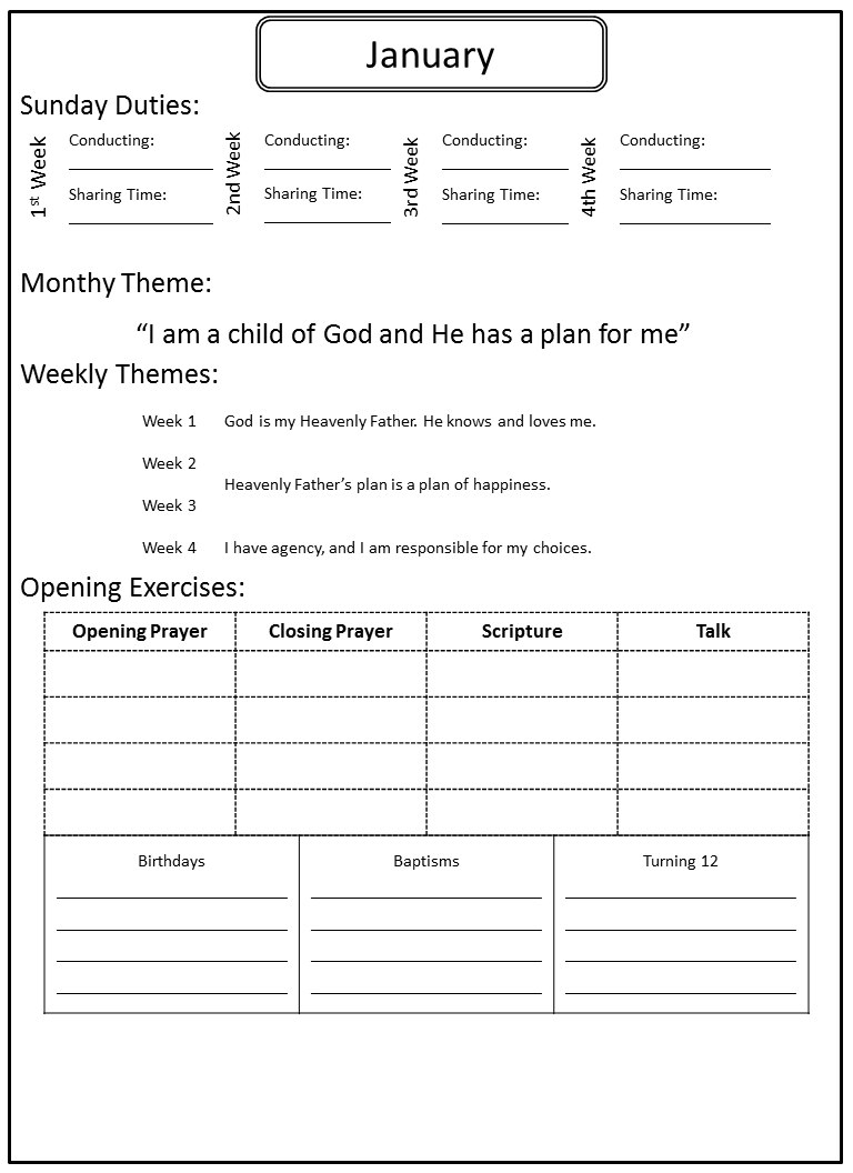 Smiths On the Coast: 2018 LDS Primary Planning Pages, Christmas ...