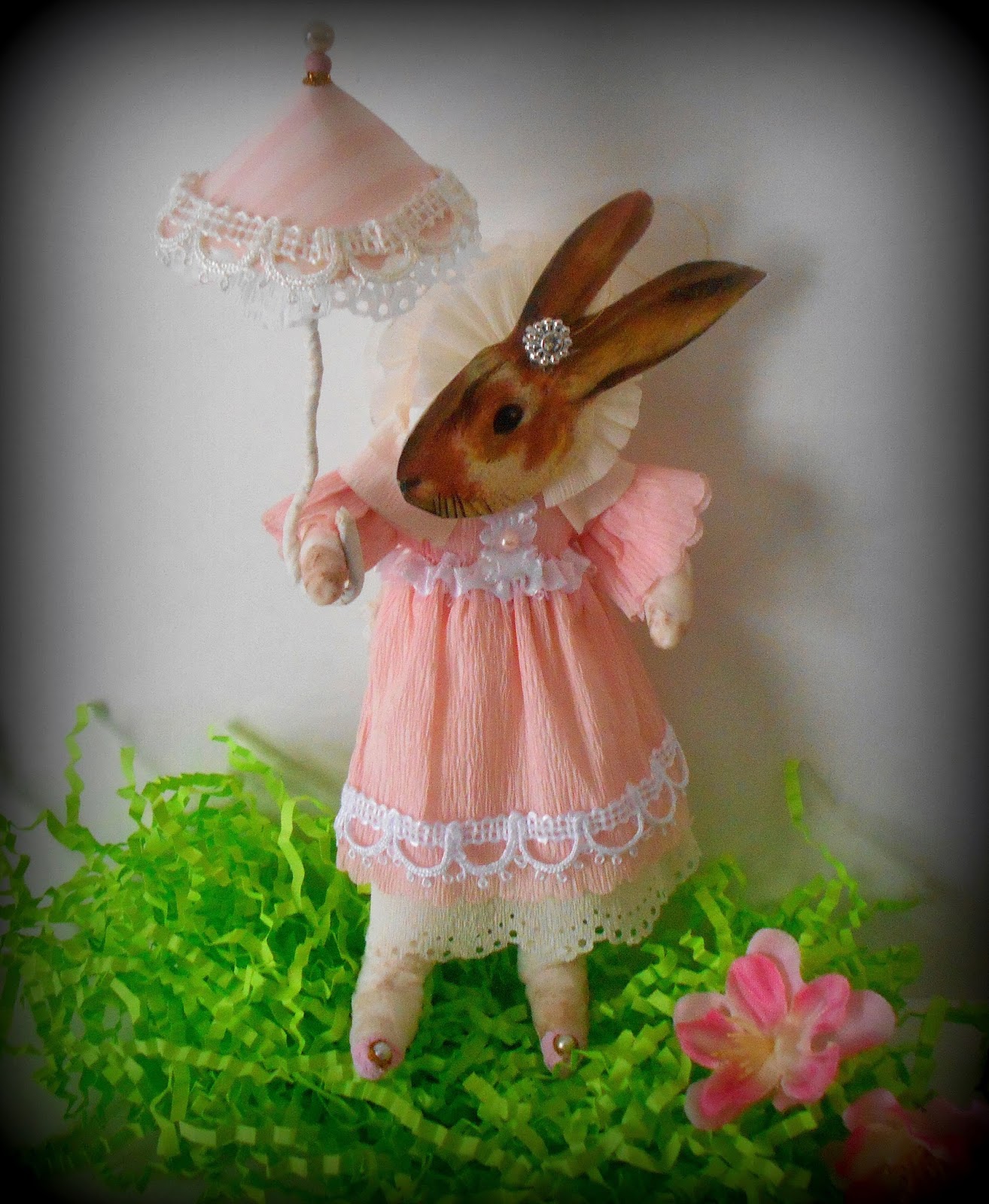 My Tiny Bird's Song: Spun Cotton Victorian Rabbit Easter Ornament