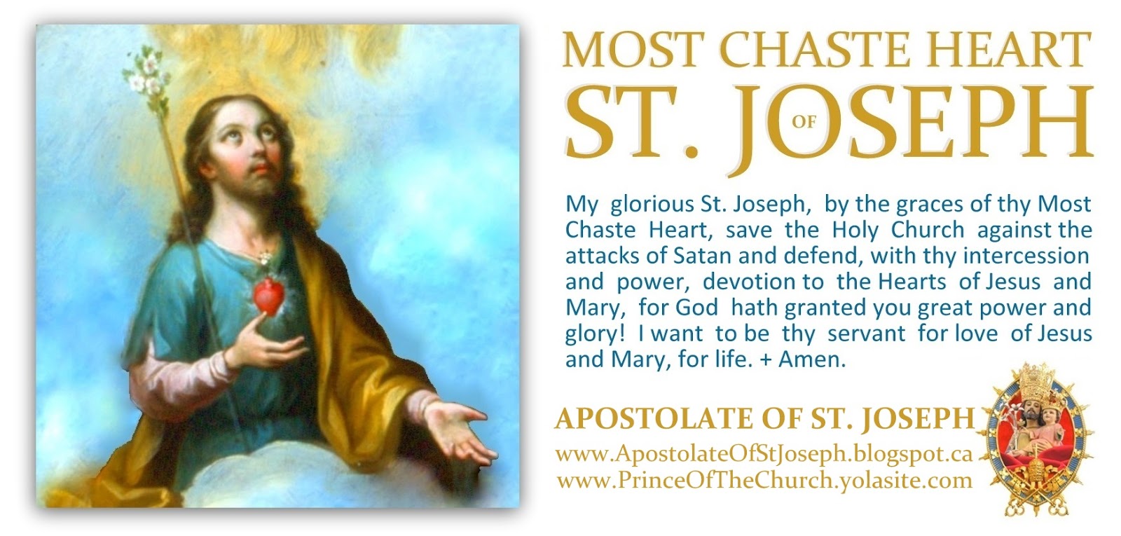 AD TE BEATE IOSEPH ☩ TO THEE O BLESSED JOSEPH ☩: ♔ LITANY TO THE MOST ...