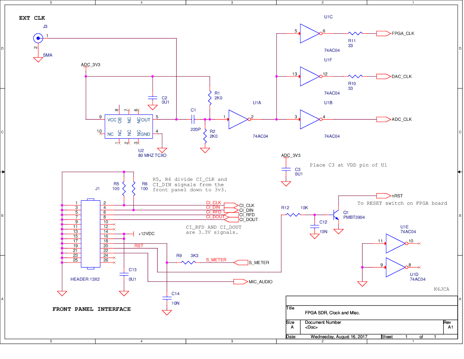K6JCA: An FPGA SDR HF Transceiver, Part 6 -- Schematics, Main Board