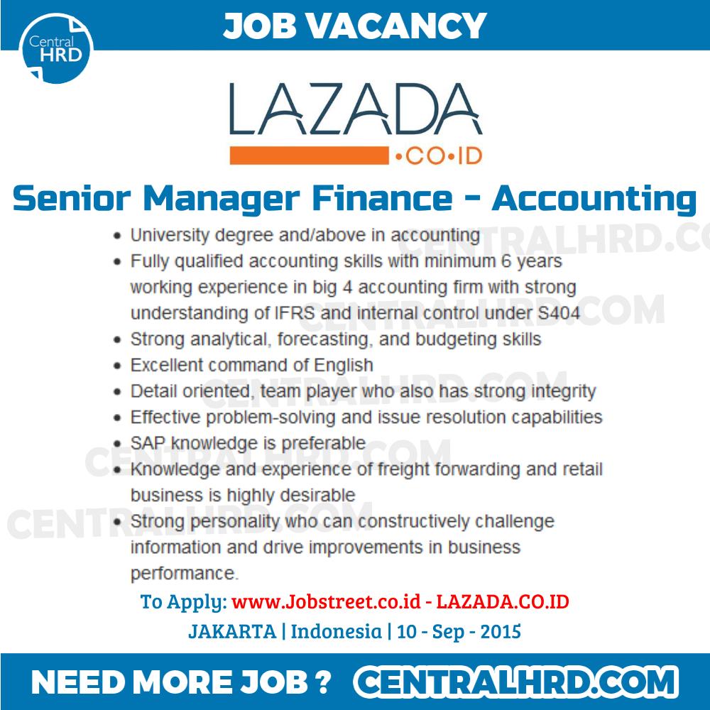 Loker Senior Manager Finance Lazada Jakarta CentralHRD ~ CentralHRD ...