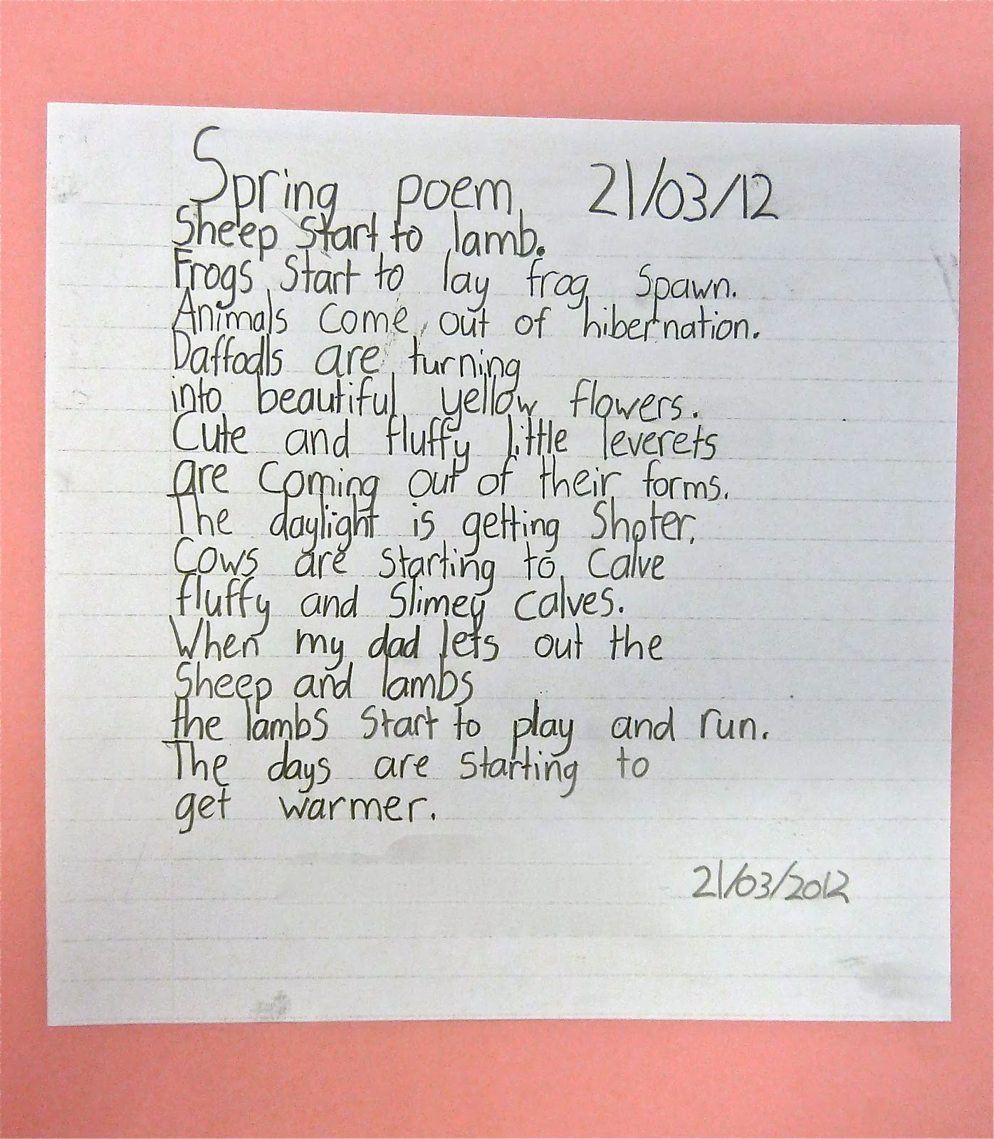 Leckaun National School: Spring Poetry on the Vernal Equinox