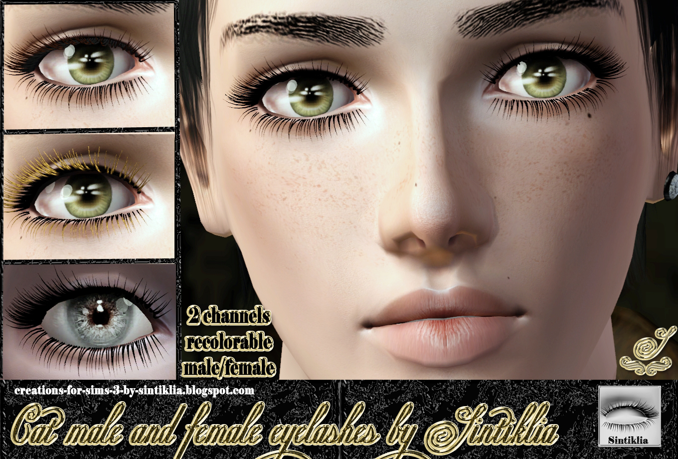 My Sims 3 Blog: Male and female set of 3D eyelashes for Sims 3 by Sintiklia