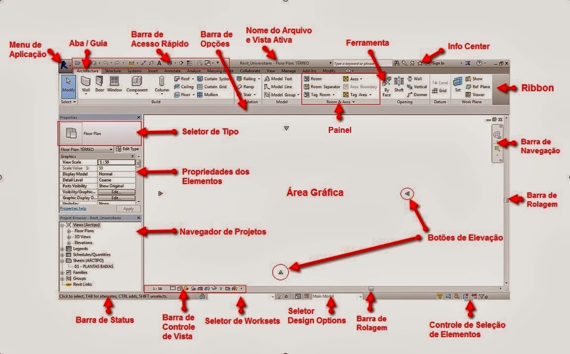 Interface do Autodesk Revit ~ Revit Universitário