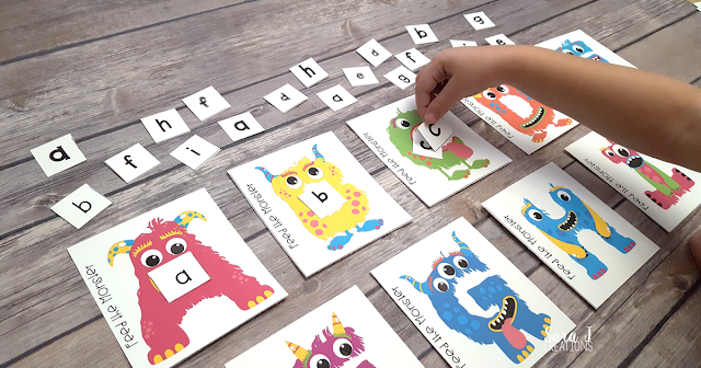 Feed the Monster Alphabet Match | Sara J Creations