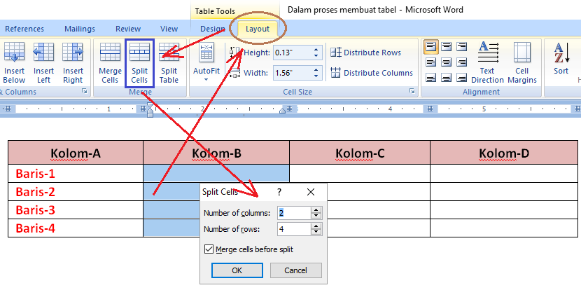 Cara Mudah Menambah Kolom dan Baris dalam Editing Tabel Ms Word