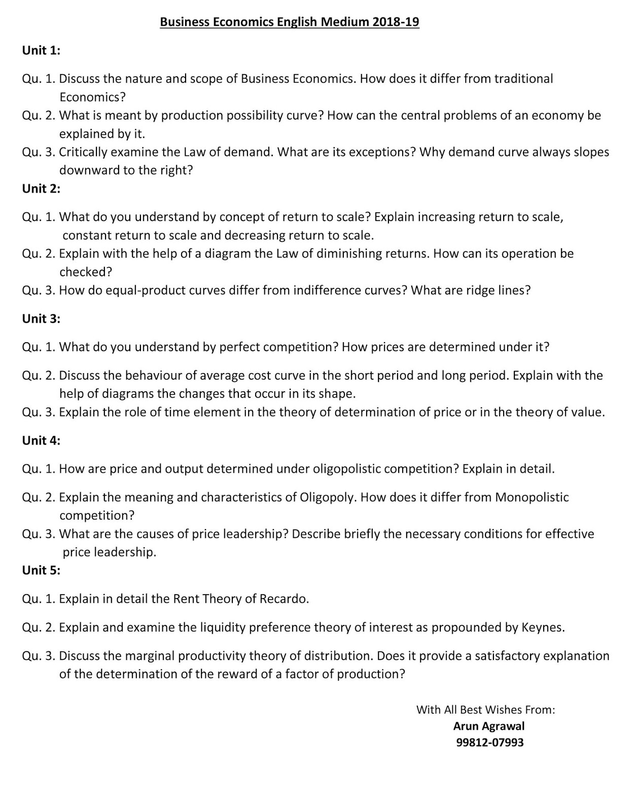 Guessing Questions B. Com. Part 1 English Medium
