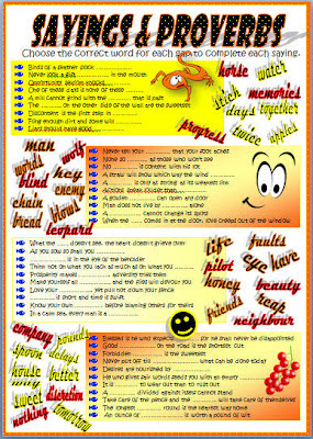 English stuff ESL: PROVERBS & SAYINGS (intermediate WORKSHEET)