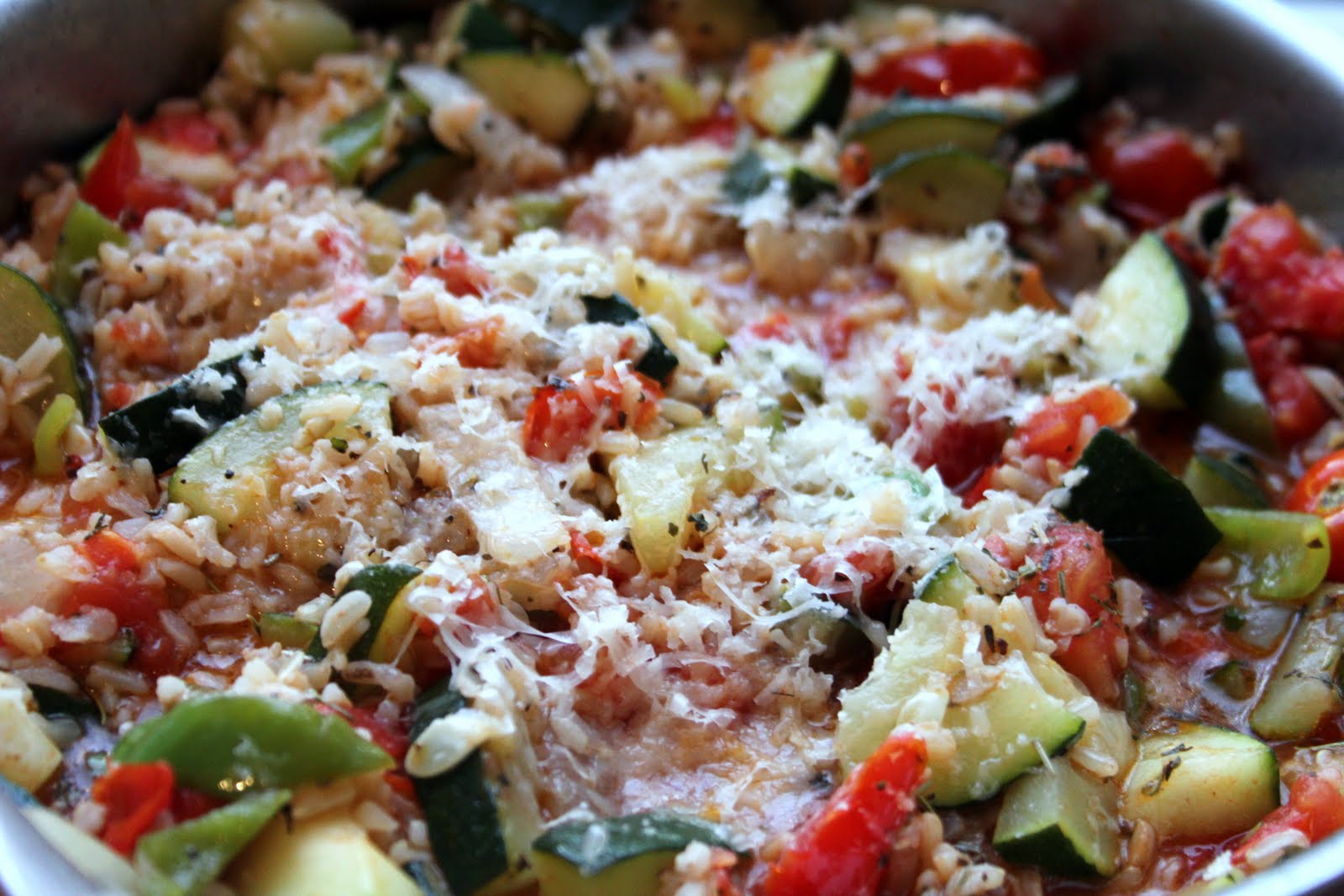Grain Crazy: Zucchini and Tomatoes with Brown Rice and Parmesan Cheese
