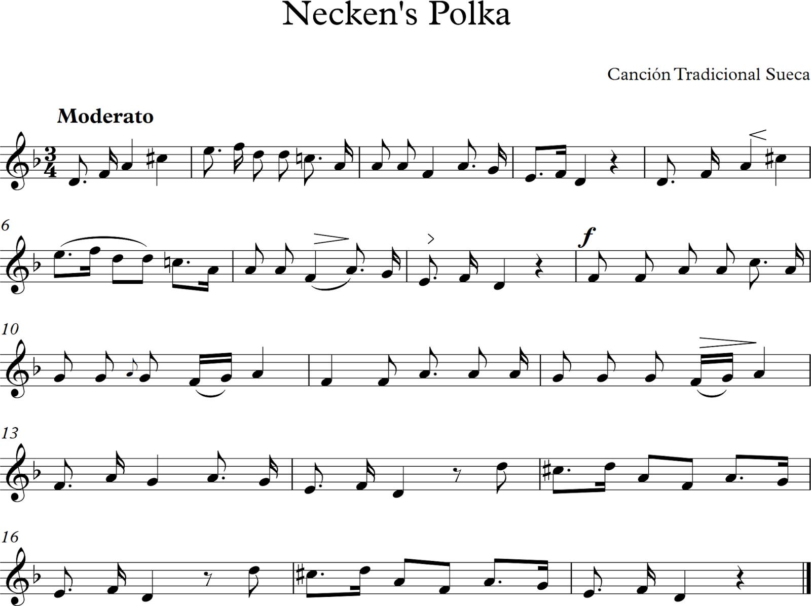 Necken`s Polka. Partitura para flauta dulce - Descubriendo la Música