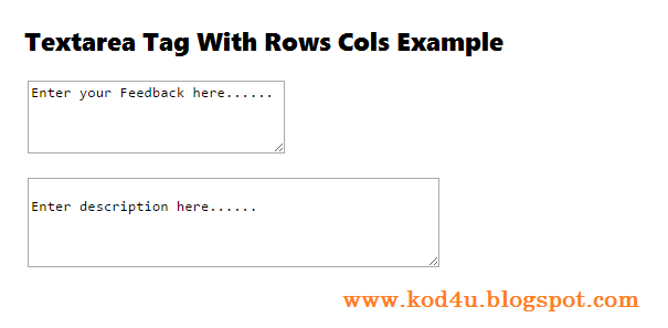 HTML Textarea Tag With Rows Cols Example