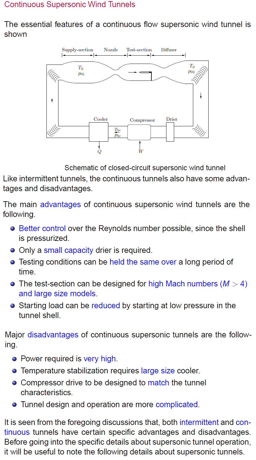 Wind Tunnel Techniques (AE2353): Unit II Continous Supersonic Wind Tunnel