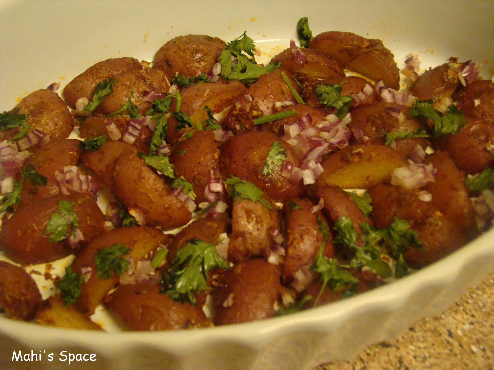 Baked Potatoes -Indian Style ~ Mahi's Kitchen
