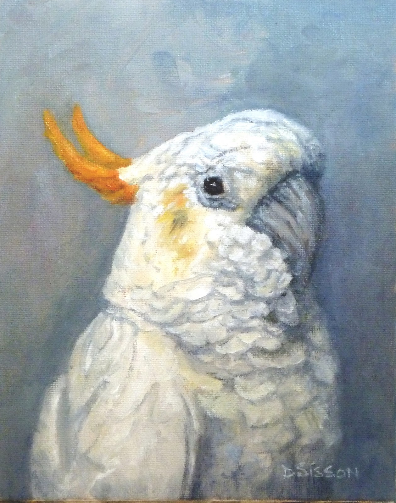 Daily Painting Projects: White Cockatoo Oil Painting Bird Art Pet Portrait