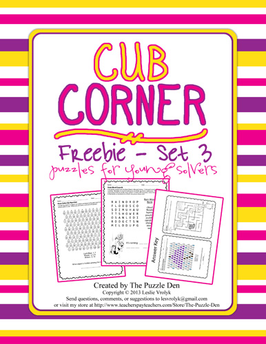 The Puzzle Den: Cub Corner Puzzle Packs